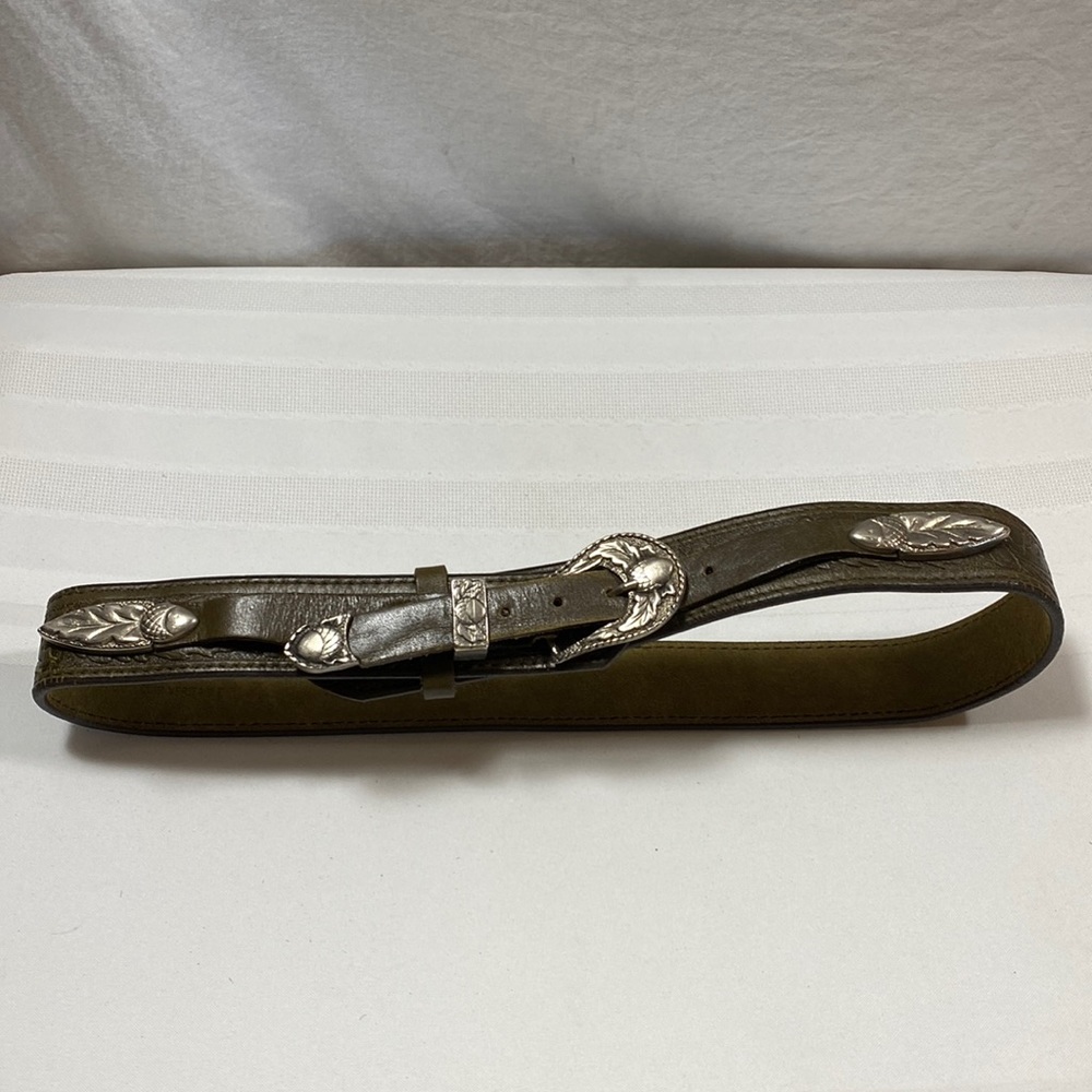 Genuine Brown Calfskin Western Style Belt Decorated W… - Gem